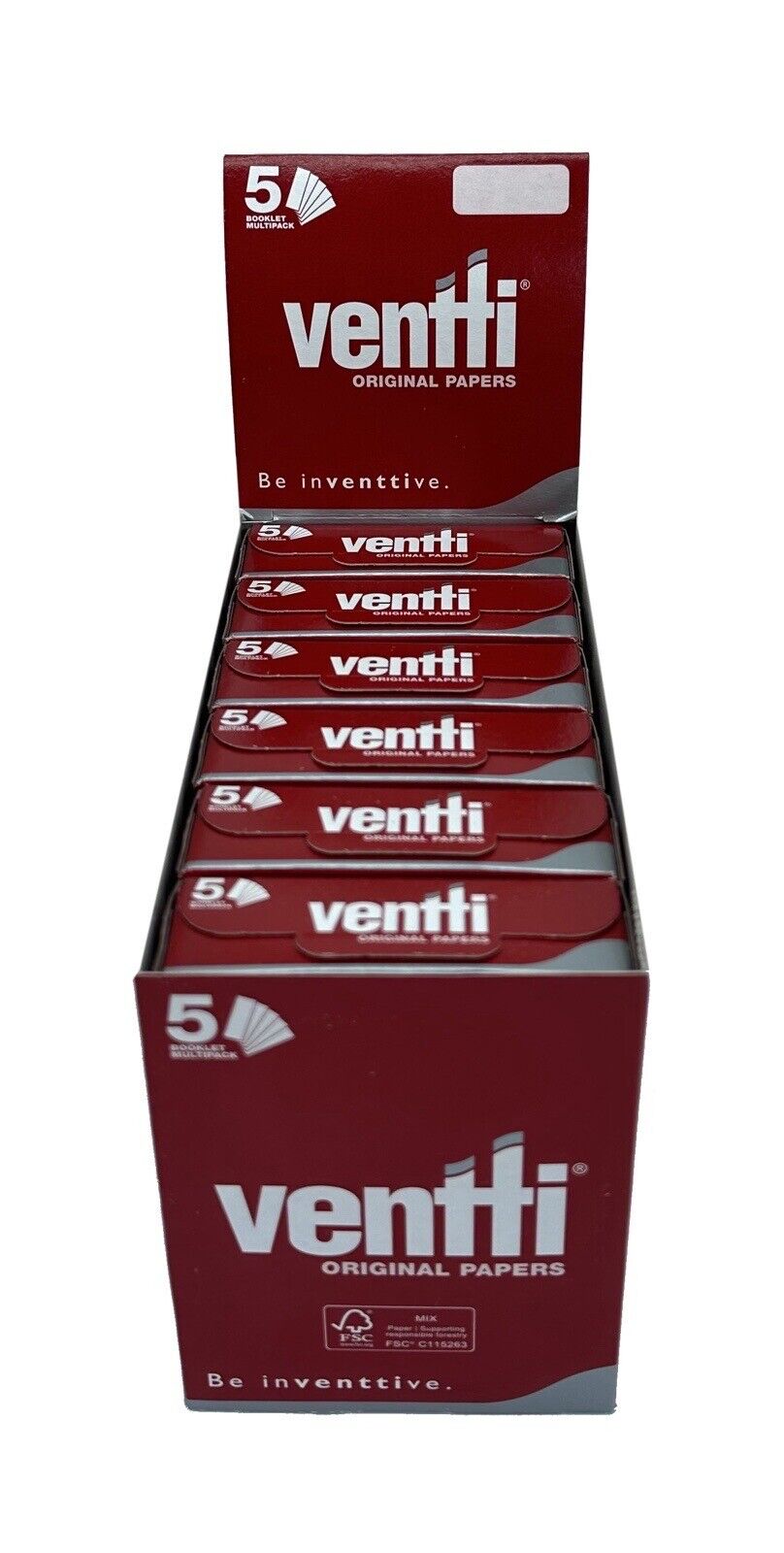 One pack of 18 X 5Pack Ventti Rolling Paper x 18 pack box total 90 boo ...